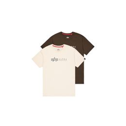 Herren T-Shirt "Alpha Label T-Shirt 2 Pack", gr&uuml;n, Gr. S, Alpha Industries, Obermaterial: 100% Baumwolle, Shirts