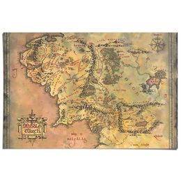 Poster Reinders, B:91,5cm H:61cm T:0,1cm, beige, Kinderzimmer, Bilder, "Lord of the Rings - middle earth", Kinderzimmer - Gelb - 150 gr. Papier -