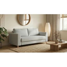 BRUNO Schlafsofa 140cm in Hellgrau | Klassik | stabiles Massivholz & Boxspringkomfort