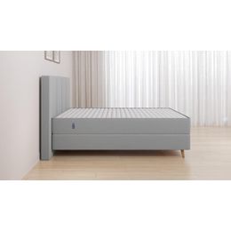 BRUNO Boxspringbett Premium 240x200cm in Hellgrau | Matratzen-H&auml;rtegrad: Links H2 / Rechts H2 | mehrfach ausgezeichnet in Design & Qualit&auml;t