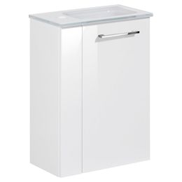 Fackelmann Glaswaschbecken mit Unterschrank 'SBC' Hahnloch links wei&szlig; 45 x 61,5 x 25 cm
