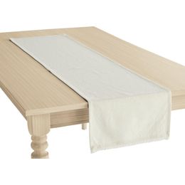 Tischl&auml;ufer OTTO HOME, B:35cm L:150cm, wei&szlig;, Baumwolle, Tischdecken, "Elyna", uni, mit sch&ouml;ner Spitze, weiche Haptik, leicht strukturiert, 150x35cm