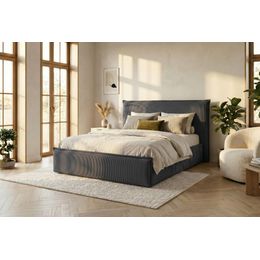 Polsterbett OTTO HOME, B:207cm H:118cm L:215cm, grau, 100% Polyester, Betten, "AVVILA", mit hochwertigem Cord-Bezug