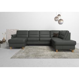 Wohnlandschaft Home Affaire, B:308cm H:89cm T:212cm, grau, Luxus-Microfaser (100% Polyester);Struktur (100% Polyester);Luxus-Microfaser in Lederoptik