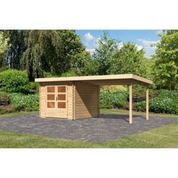 Karibu Blockbohlenhaus 'Rieneck 4' Set 3 inkl. Anbau 520 x 297 x 222 cm naturfarben