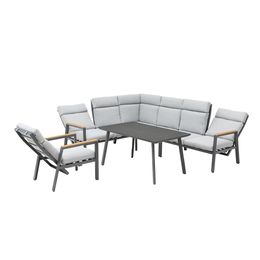 Mandalika Loungem&ouml;belset 'Vermont' Aluminium grau 5-teilig