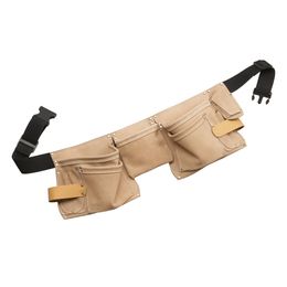 Cutting Line G&uuml;rteltasche Tischlersch&uuml;rze Leder 11 Taschen braun