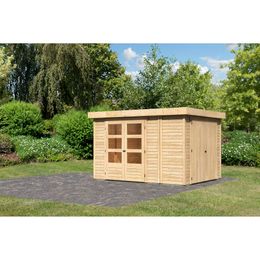 Karibu Gartenhaus-Set 'Betola 4 ' Fichtenholz naturbelassen 211 x 319 x 246 cm