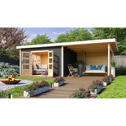 Karibu Gartenhaus-Set 'Fortheim 4' Fichtenholz terragrau 229,5 x 664 x 309 cm