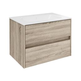 Fackelmann Waschbecken mit Unterschrank 'Compact Line' braun 71 x 51,5 x 46,5 cm