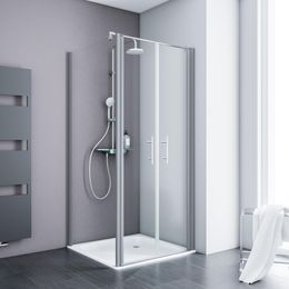 Schulte Eckdusche mit Pendeltt&uuml;r 'ExpressPlus - Alexa Style 2.0' inkl. Seitenwand und Duschwanne flach 90 x 90 x 192 cm