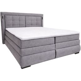 Boxspringbett OTTO HOME, B:204cm L:215cm, grau, Holz teilmassiv, Holzwerkstoff, Spanplatte, Jugendzimmer, Komplettbetten, "MIVVA mit Bettkasten, mit