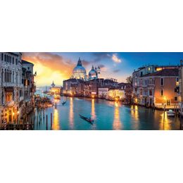 Leinwandbild B&Ouml;NNINGHOFF, B:140cm H:60cm T:2cm, blau, Canvas, MDF, Wohnzimmer, Bilder, "Wandbild VENEDIG XXL &ndash; Leinwandbild Keilrahmen Deko modern",