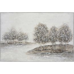 &Ouml;lgem&auml;lde B&Ouml;NNINGHOFF, B:120cm H:80cm T:3,5cmfarbe rahmen: silber, farbe bild(er): wei&szlig;, grau, silber, Acryl, Canvas, Massivholz, Bilder, "handarbeit