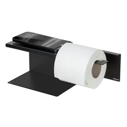 Wenko Toilettenpapierhalter 'Turbo-Loc Lizan' mit Ablage Stahl schwarz