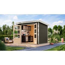 Karibu Gartenhaus 'Komet 3 B' Fichtenholz terragrau / wei&szlig; 238,5 x 209 x 213,5 cm