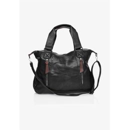 Harpa Damen Henkeltasche "ASTER", schwarz, Lederimitat, unifarben, Taschen, mit vielen F&auml;chern