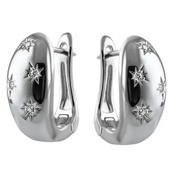 Firetti Damen Paar Creolen "Schmuck Geschenk Silber 925 Ohrschmuck Ohrringe Sterne", 14,1mm, Silber 925 (Sterlingsilber), silber, Silber 925