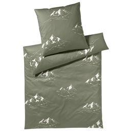 Bettw&auml;sche Elegante, gr&uuml;n, Mako-Satin, Obermaterial: 100% Baumwolle, Bettw&auml;sche, "Mountain Top", angenehmes Hautgef&uuml;hl