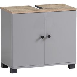 Waschbeckenunterschrank Welltime, B:59,8cm H:62,4cm T:32,6cm, grau, FSC-zertifizierter Holzwerkstoff, Badezimmer, Schr&auml;nke, "Lugo,