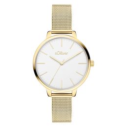 s.Oliver Damen Quarzuhr "Lovely Time", gold, Armbanduhren, Armbanduhr, Damenuhr, Edelstahlarmband, analog