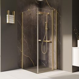 Breuer Seitenwand 'Elana 2.0' f&uuml;r Dreht&uuml;r/Dreht&uuml;r mit Festteil, links, goldfarben, 90 x 200 cm