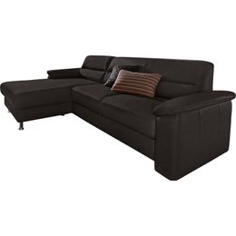 Sit & More Ecksofa SIT & MORE, B:251cm H:85cm T:165cm, schwarz, NaturLEDER (echtes Rindsleder), Korpus in Kunstleder SOFTLUX;Luxus-Microfaser (100%