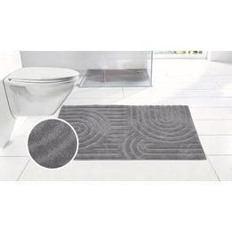 Badematte OTTO HOME, H:10mm, grau, Polyester, Badematten, "Zen, Badvorleger, Badezimmer Teppich, Duschvorleger", Uni Farben, Hoch-Tief-Effekt,