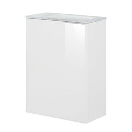 Fackelmann Glasbecken mit Unterschrank 'SBC' Hahnloch links wei&szlig;/wei&szlig; 45 x 61,5 x 25 cm