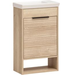 Waschtisch Schildmeyer, B:45,5cm H:78cm T:27,5cm, braun, Badezimmer, Waschtische, "Mads, Waschtisch, melaminharzbeschichtet,Made in Germany, B: 45