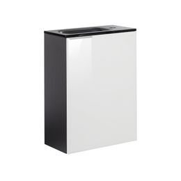 Fackelmann Glasbecken mit Unterschrank 'SBC' Hahnloch rechts grau/wei&szlig; 45 x 61,5 x 25 cm