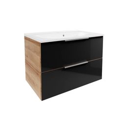 Fackelmann Waschbecken mit Unterschrank 'B.Brillant' braun, anthrazit lackiert 80 x 56 x 50 cm