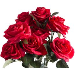Kunstblume BOTANIC-HAUS, B:24cm H:45cm T:24cm &Oslash;:24cm, rot, Kunststoff, Kunstpflanzen, "Rosenbusch Dijon"