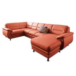 Sit & More Wohnlandschaft SIT & MORE, B:312cm H:85cm T:179cm, orange, NaturLEDER (echtes Rindleder)/Korpus passendes Kunstleder Softlux;Luxus-Microfaser Altara