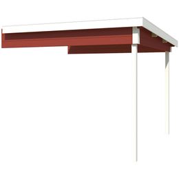 Schleppdach Lasita Maja, B:2.600cm H:2.106cm T:2.746cm, rot, Massivholz, Gartenhaus-Anbaud&auml;cher, "Zambezi 250", Dachverl&auml;ngerung 28 mm
