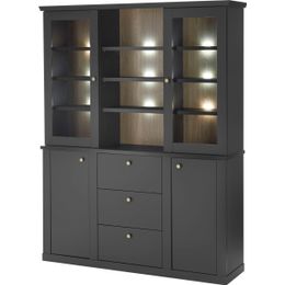Buffet Home Affaire, B:158cm H:200cm T:39cm, schwarz, FSC-zertifizierter Holzwerkstoff, K&uuml;che, Schr&auml;nke, "Lincoln, Hochschrank im Landhausstil,