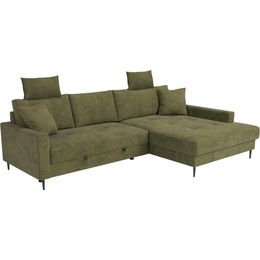 Ecksofa TRENDS BY HG, B:284cm H:80cm T:178cm, gr&uuml;n, 90% Polyester;10% Nylon, Wohnzimmer, Sofas, "Summer L-Form, B: 284 cm, Schlaffunktion, 2