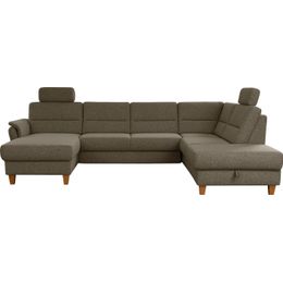 Wohnlandschaft Home Affaire, B:308cm H:89cm T:212cm, gr&uuml;n, 100% Polyester;Struktur (100% Polyester);Luxus-Microfaser in Lederoptik (100% Polyester),