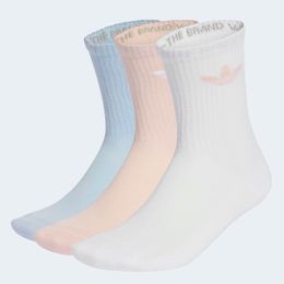 Damen Sportsocken "TREFOIL CUSHION CREW, 3 PAAR", adidas originals, Gr. Swei&szlig;, crystal sky, sandy pink, Obermaterial: 65% Baumwolle, 31% Polyester,