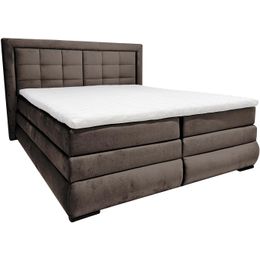 Boxspringbett OTTO HOME, B:204cm L:215cm, braun, Holz teilmassiv, Holzwerkstoff, Spanplatte, Jugendzimmer, Komplettbetten, "MIVVA mit Bettkasten, mit