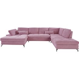 Wohnlandschaft OTTO HOME, B:363cm H:89cm T:223cm, lila, 100% Polyester;Samtoptik (100% Polyester), Sofas, "Costello U-Form, B: 363 cm mit Sitztiefen-