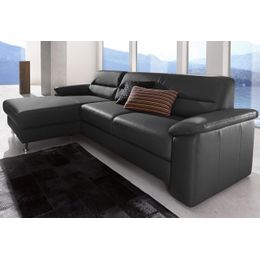Sit & More Ecksofa SIT & MORE, B:251cm H:85cm T:165cm, schwarz, NaturLEDER (echtes Rindsleder), Korpus in Kunstleder SOFTLUX;Luxus-Microfaser (100%