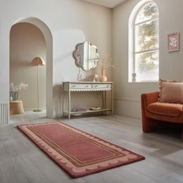 Wollteppich FLAIR RUGS, B:80cm H:10mm L:230cm, rot, Kunstfaser, Wolle, Wohnzimmer, Teppiche, "Lois mit Jakobsmuschelbord&uuml;re", mit Jakobsmuschelbord&uuml;re