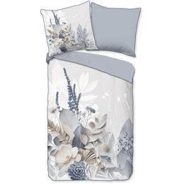 Wendebettw&auml;sche Descanso, blau, Renforc&eacute;, Obermaterial: 100% Baumwolle, Bettw&auml;sche, "Junte", Satin, Rei&szlig;verschluss, Paspel, Biese, Wendeoptik, Luxe,