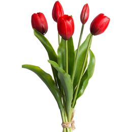 Kunstblume OTTO HOME, B:10cm H:35cm T:10cm &Oslash;:10cm, rot, Kunststoff, Kunstpflanzen, "Tulpenb&uuml;ndel Holland real Touch"