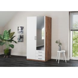 Kleiderschrank Priess, B:94cm H:193cm T:56cm, wei&szlig;, Holzwerkstoff, Schlafzimmer, Schr&auml;nke, "Amsterdam, viel Stauraum durch viele Schubk&auml;sten,