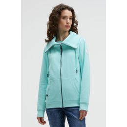 SOCCX Damen Sweatjacke, blau, Gr. S, unifarben, Material: 50% Baumwolle, 50% Polyester, Sweatjacken, mit weicher Innenseite