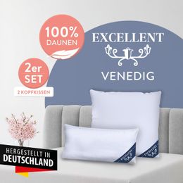 3-Kammer-Kopfkissen EXCELLENT, B:40cm L:80cm, wei&szlig;, Bezug: 100% Baumwolle. F&uuml;llung Au&szlig;enkammer: 100% Daunen. F&uuml;llung Innenkammer: 100% Federn,