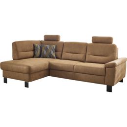 Ecksofa DIE PLANBAR, B:244cm H:88cm T:160cm, braun, 100% Polyester, Wohnzimmer, Sofas, "PP-PF23172 L-Form, Breite 244 cm", Eckgarnitur mit besonders