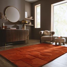 Teppich FLAIR RUGS, B:120cm H:8mm L:170cm, orange, Wolle, Wohnzimmer, Teppiche, "GIGI", aus 100% Wolle, geometrisches Design, fu&szlig;bodenheizungsgeeignet
